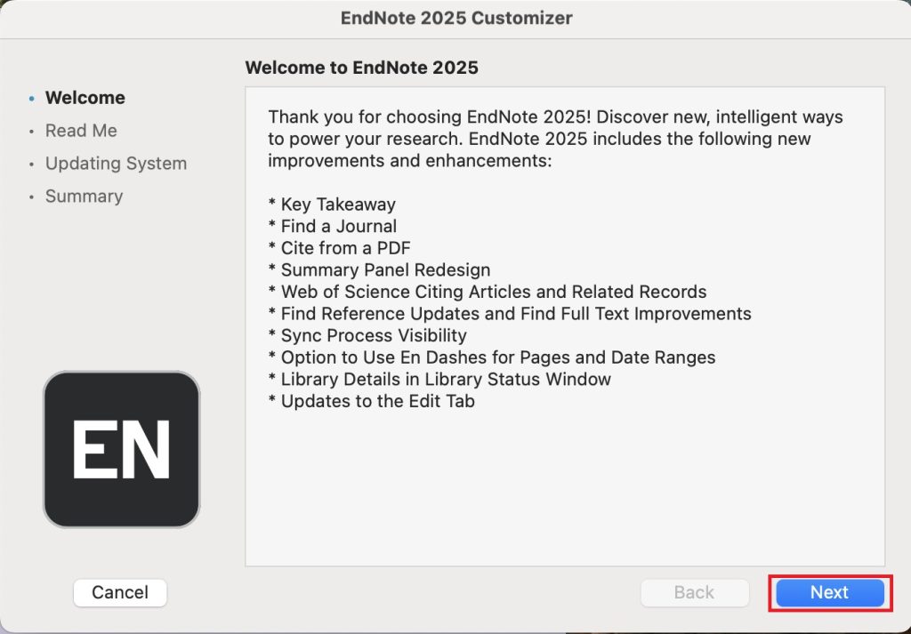 การติดตั้งโปรแกรม Endnote 2025 for macOS