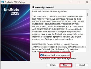 การติดตั้งโปรแกรม Endnote 2025 for Windows